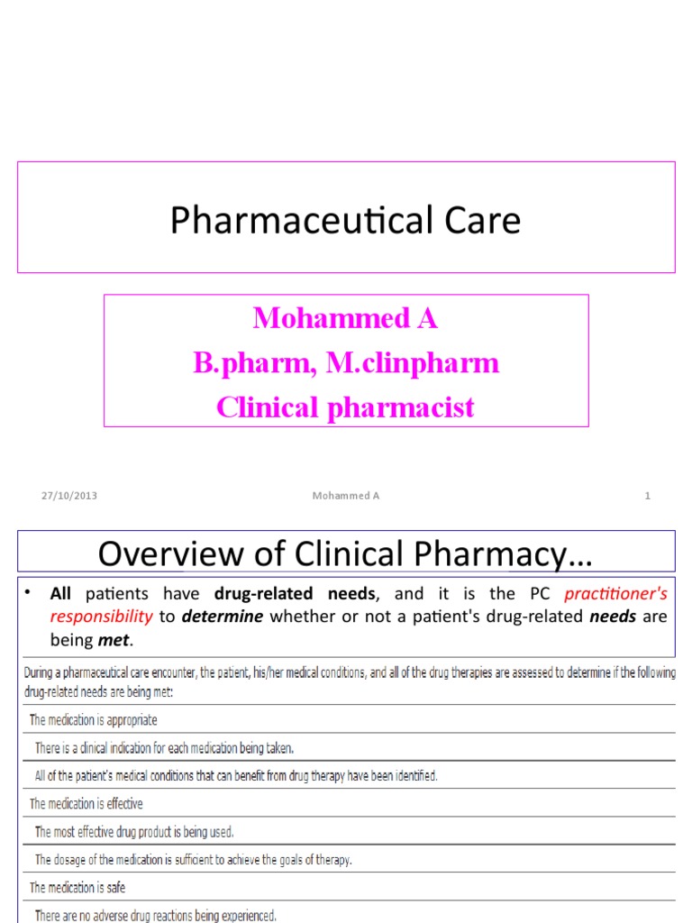 The Evolution of Clinical Pharmacy Practice: A Case for Implementing ...