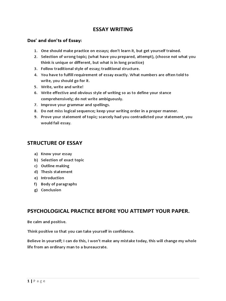 Essay Writing: Dos' and Don'ts of Essay | PDF | Essays | Epistemology