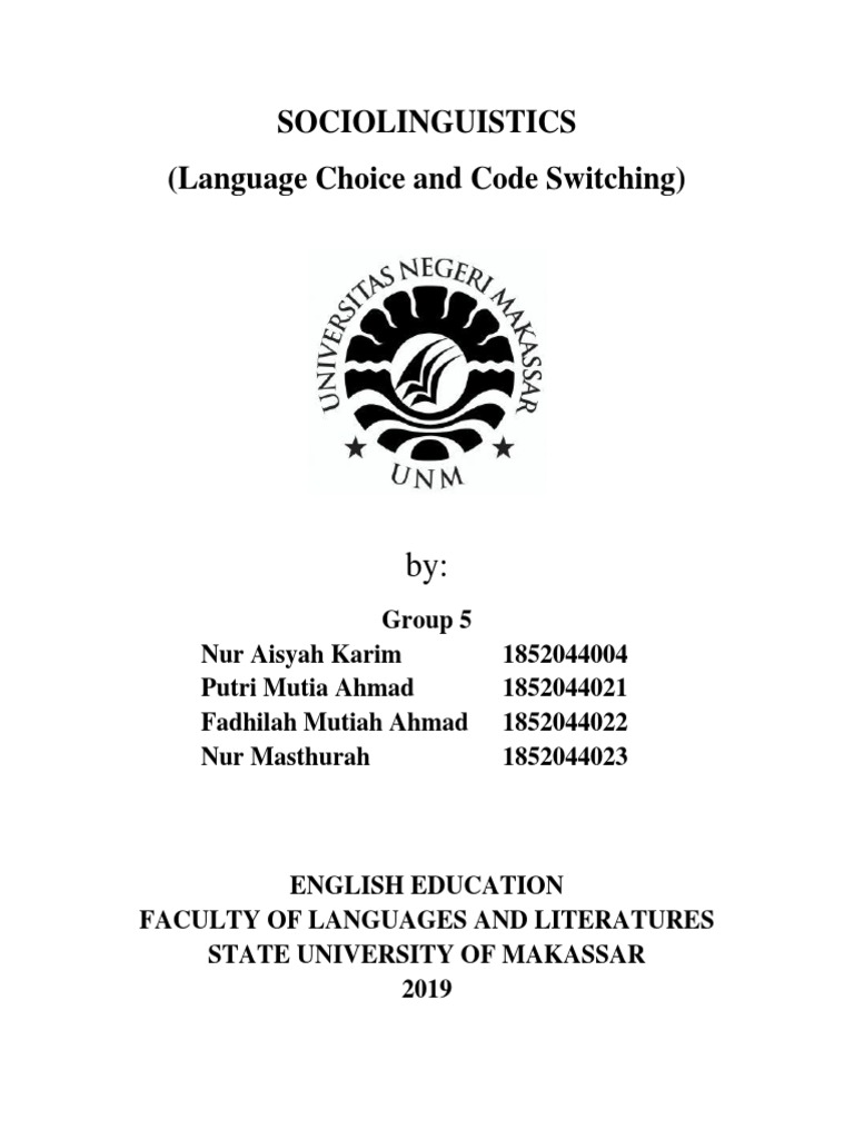 Sociolinguistics (Language Choice and Code Switching) | PDF | First ...