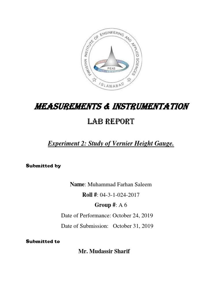 Measurements & Instrumentation: Lab Report | PDF