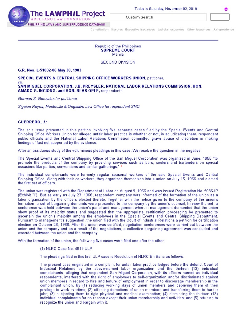 Supreme Court of the Philippines Case Analyzing Unfair Labor Practice ...