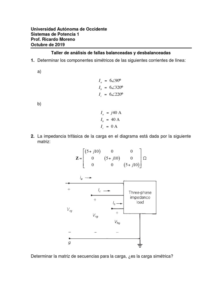 Taller Fallas Simetrica y No Simetricas | PDF