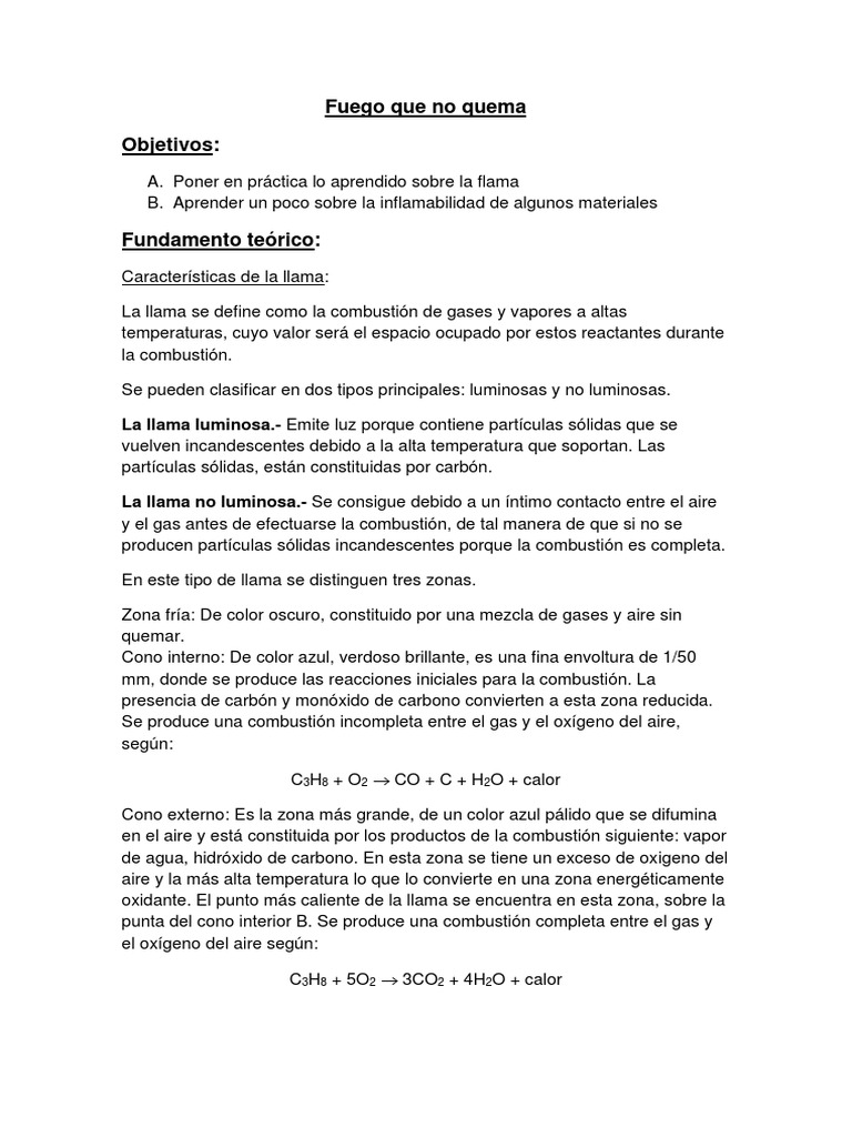 Fuego Que No Quema | PDF | Combustión | Química