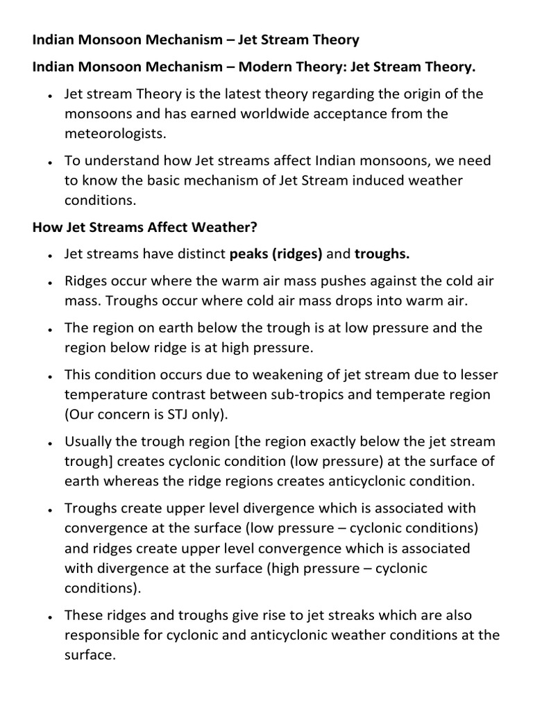 Indian Monsoon Mechanism – How Jet Streams Affect Weather | PDF | Jet ...