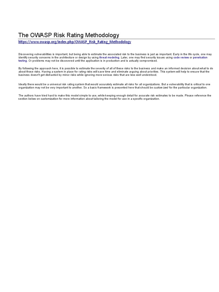 OWASP Risk Rating Template Example (2) | Vulnerability (Computing) | Risk