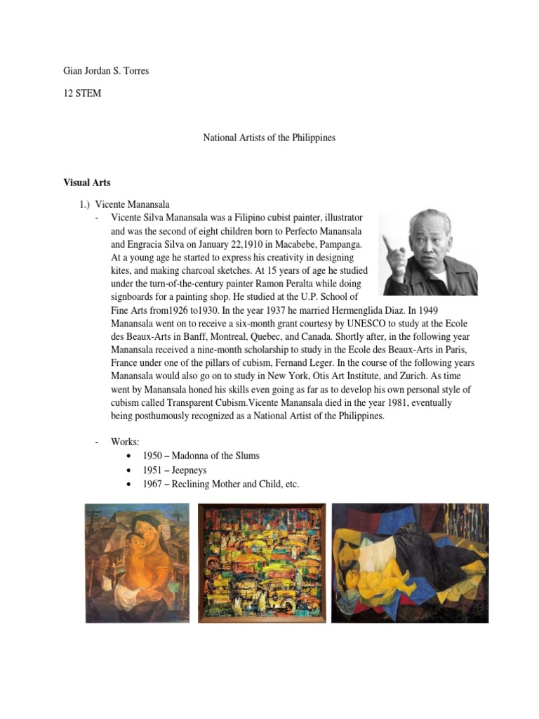 National Artists of The Philippines | PDF | Philippines | Entertainment ...