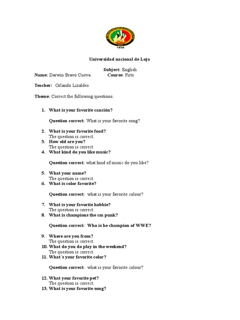 English Question Correction Guide | PDF