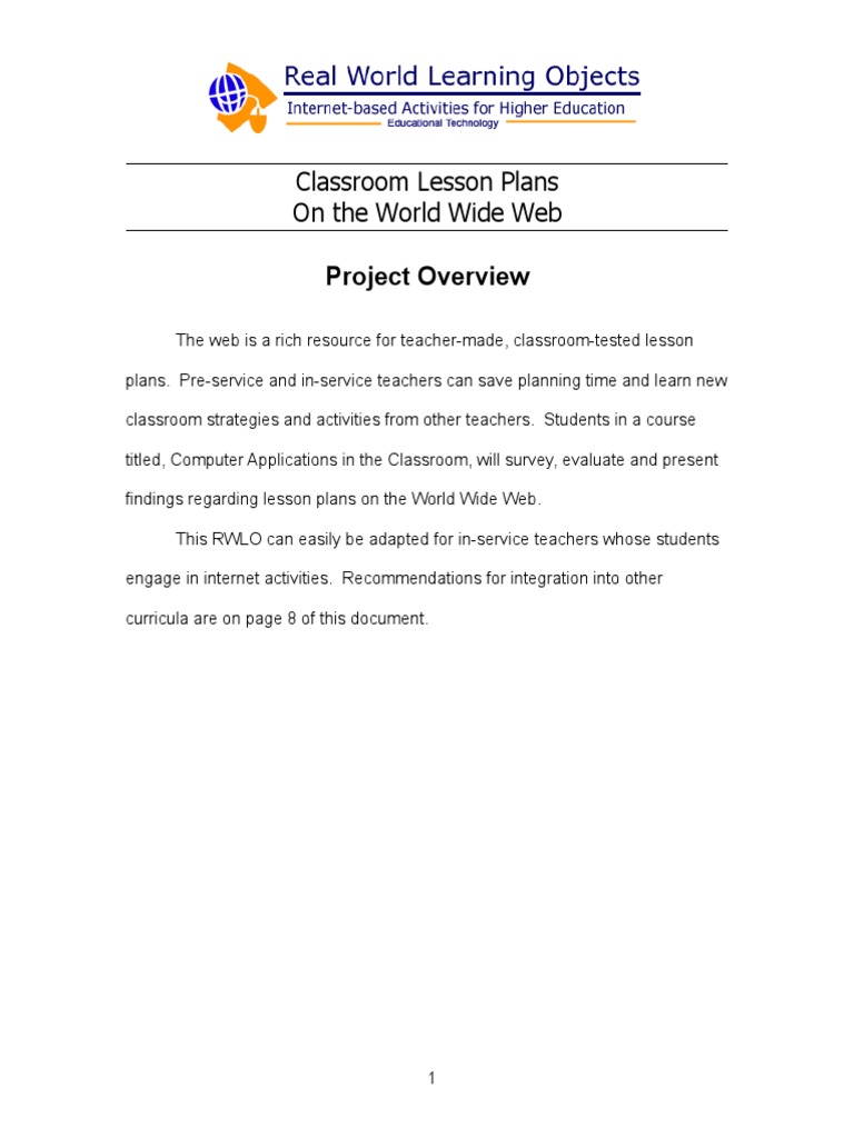 Classroom Lesson Plans On WWW | PDF | Lesson Plan | World Wide Web