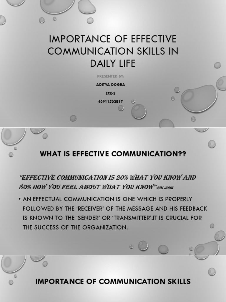 Importance of Effective Communication Skills in Daily Life | PDF