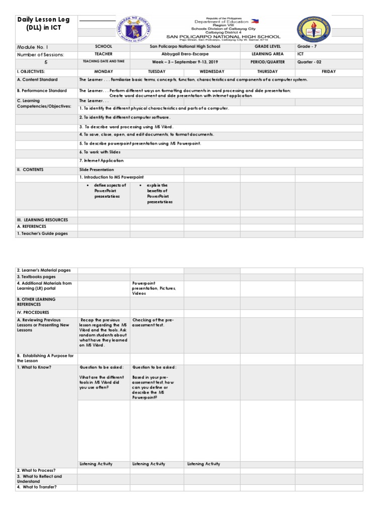 DLL in ICT 7 | Download Free PDF | Educational Technology | Microsoft ...