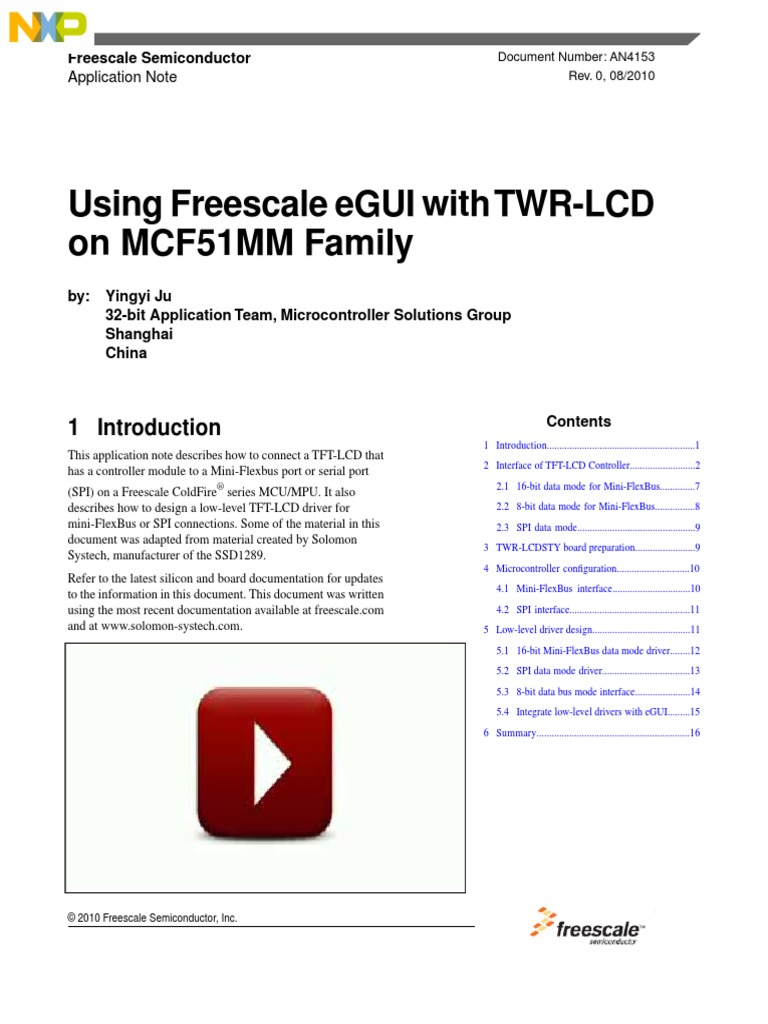 Using Freescale eGUI With TWR-LCD On MCF51MM Family: Application Note | PDF | Microcontroller ...
