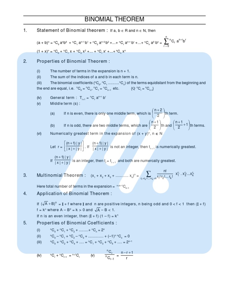 Binomial Theorem for Math Students | PDF | Number Theory | Mathematical Concepts