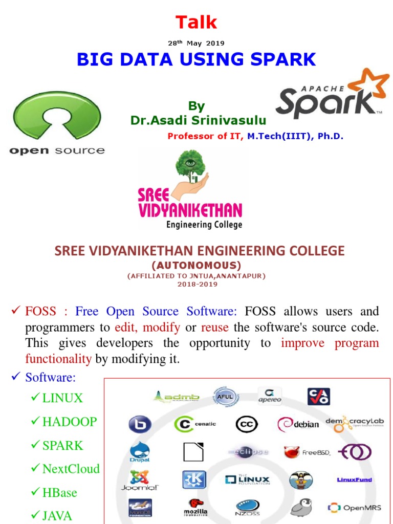 Spark Talk on Big Data Analytics Using Spark | PDF | Apache Hadoop ...