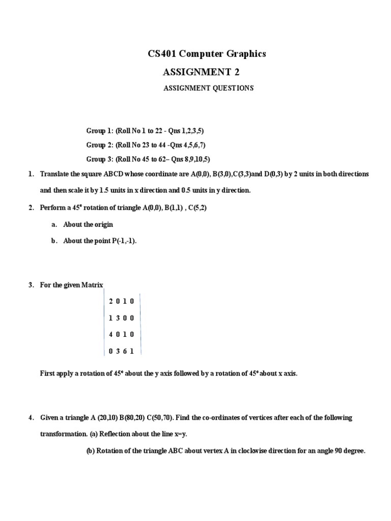 Computer Graphics | PDF | Cartesian Coordinate System | Rotation