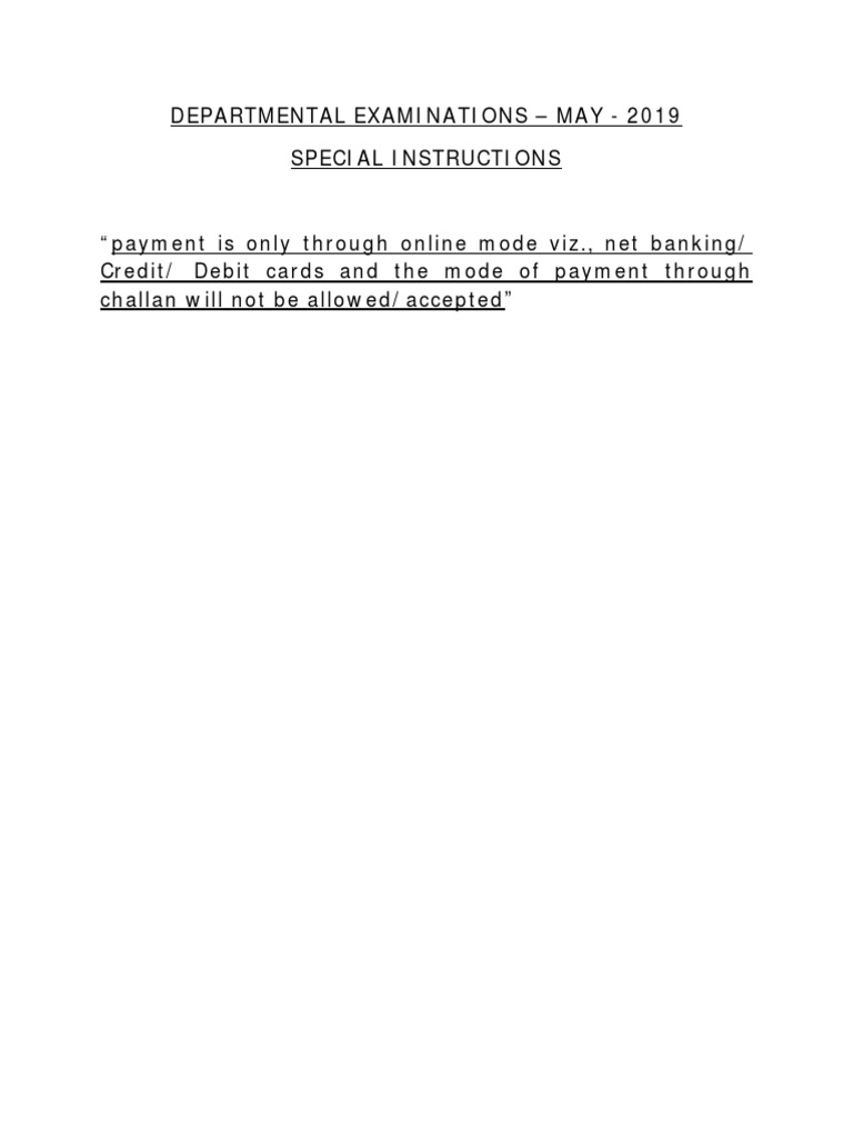 Special Instruction May 2019 PDF | PDF