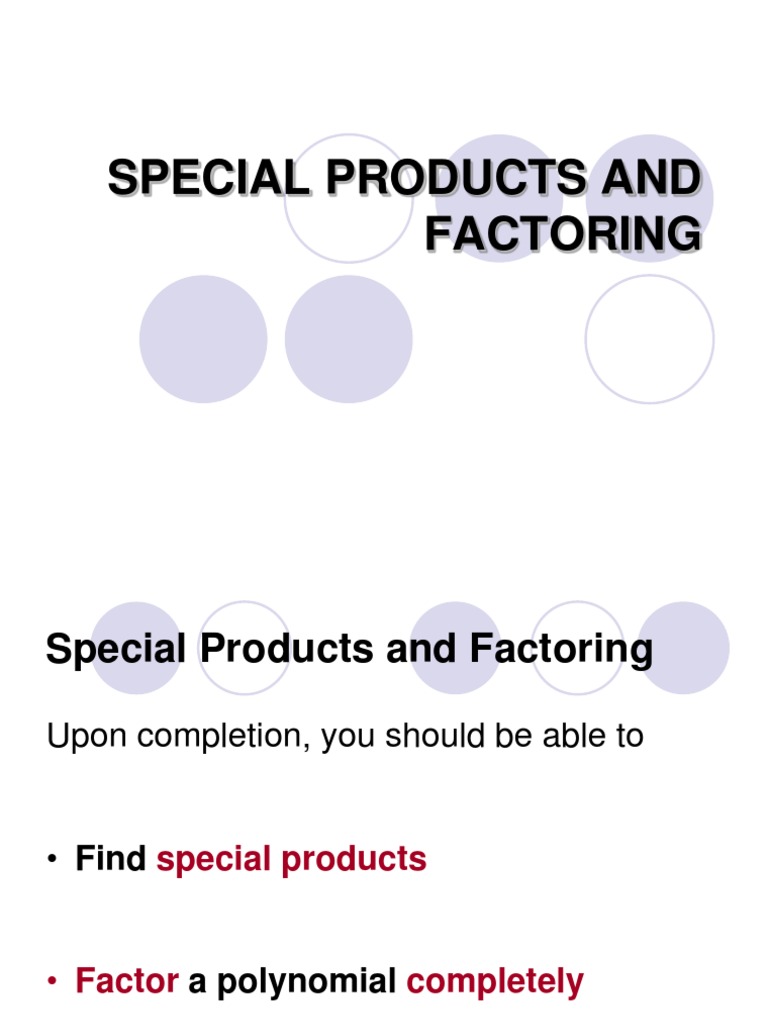 2.3 Special Products and Factoring | PDF | Factorization ...