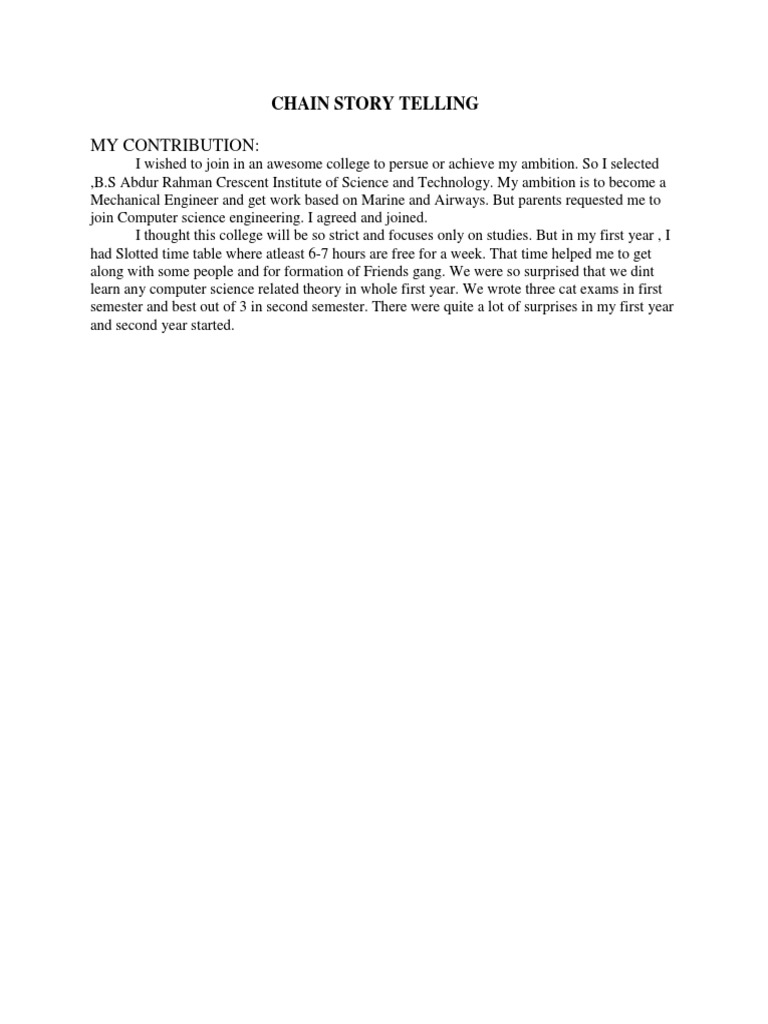 My Contribution:: Chain Story Telling | PDF | Career & Growth | Science ...