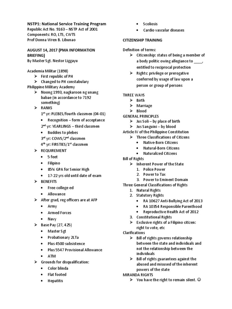 NSTP1: National Service Training Program | Download Free PDF | National ...