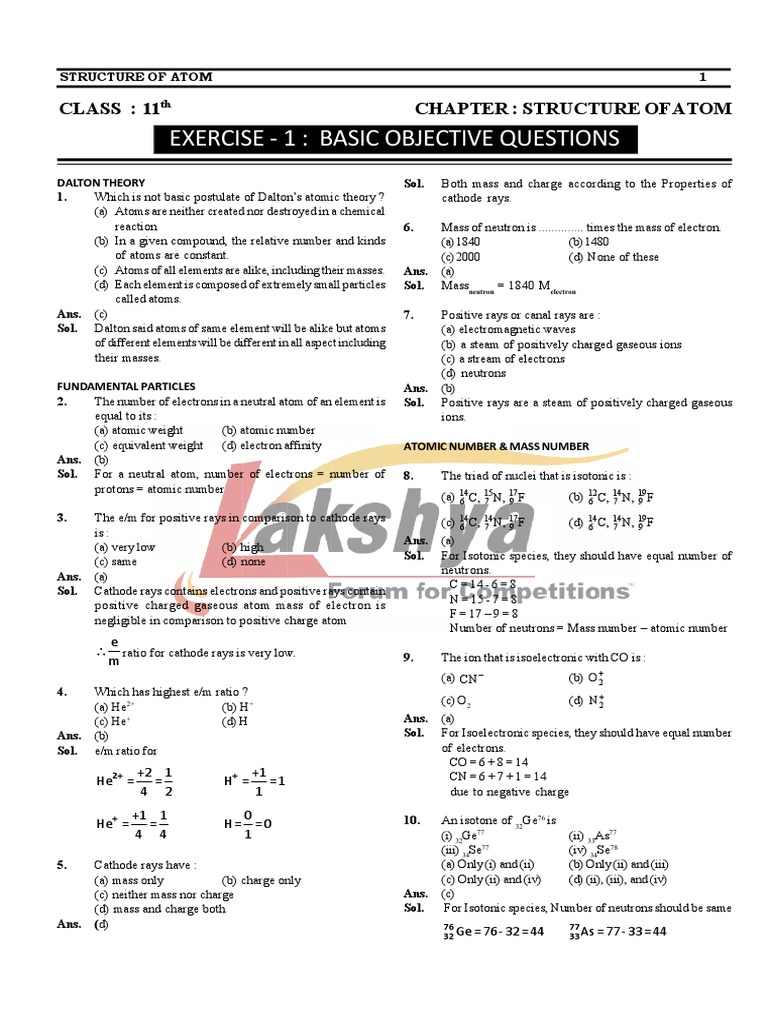 Structure of Atom Class 11 | PDF | Photoelectric Effect ...