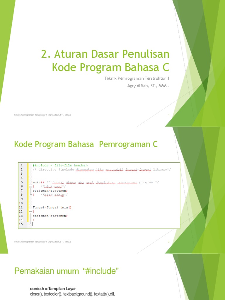 Aturan Dasar Penulisan Kode Program Bahasa C | PDF | Teknologi & Rekayasa