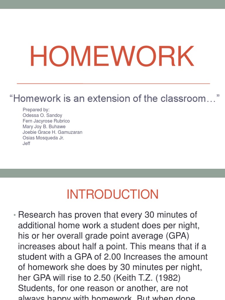 Homework: "Homework Is An Extension of The Classroom " | PDF | Homework ...