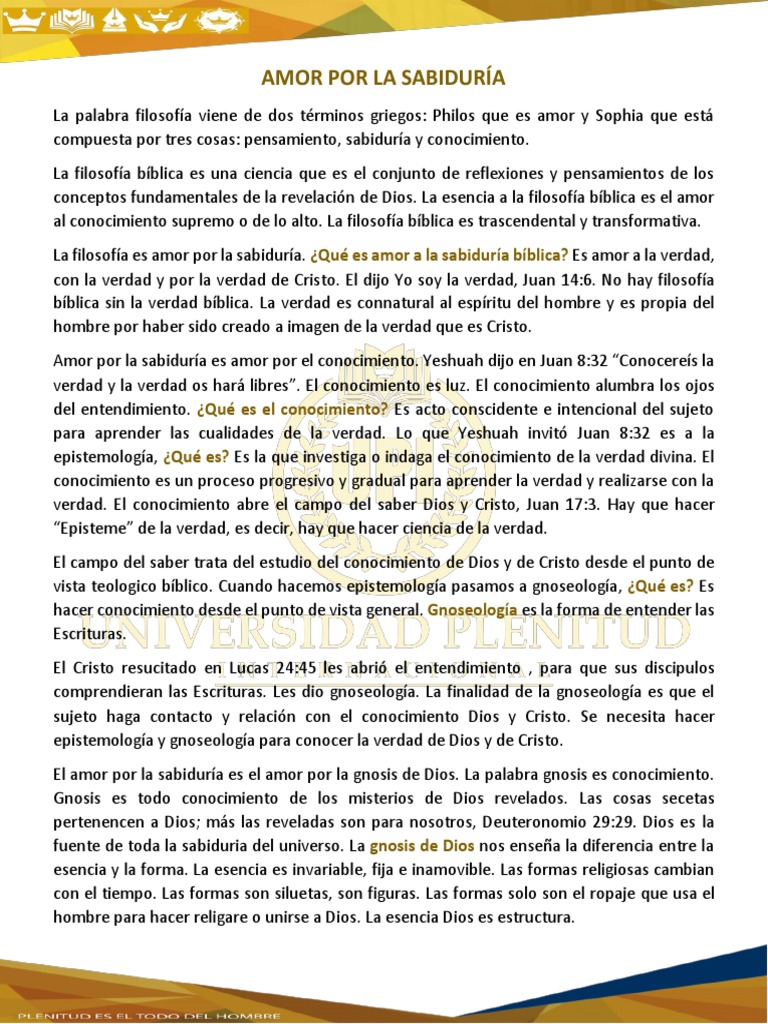 El Amor Por La Sabiduría Bíblica Conociendo La Verdad De Dios Y Cristo