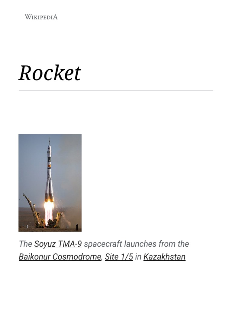 Rocket - Wikipedia | PDF | Rocket | Rocket Propellant