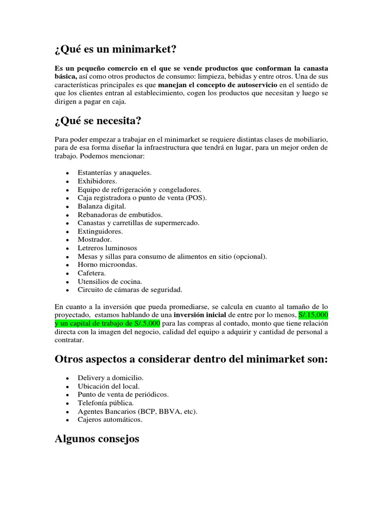 Guía para montar un minimarket | PDF | Tienda de conveniencia | Publicidad