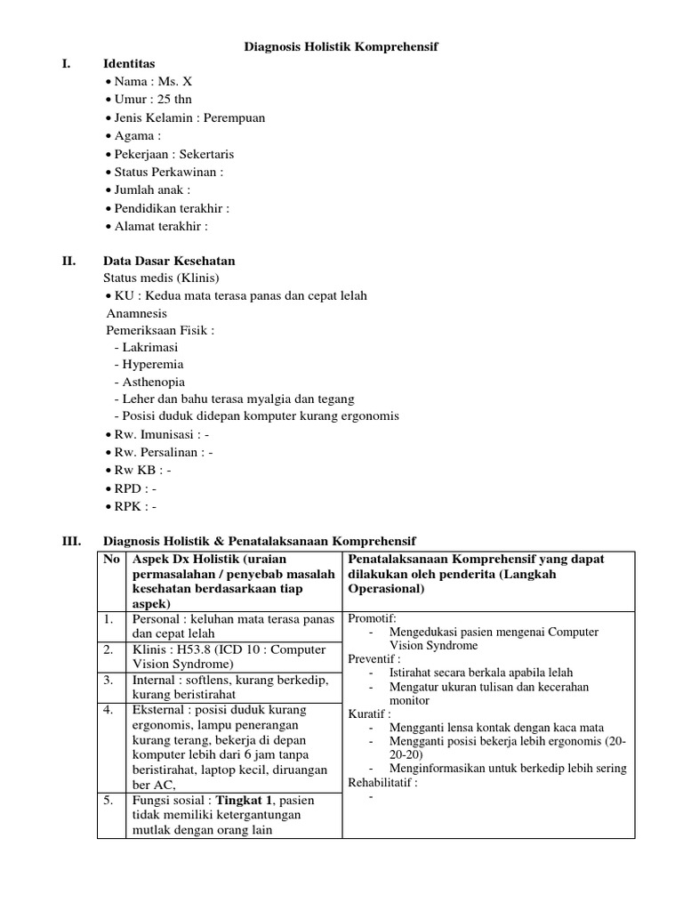 Diagnosis Holistik Komprehensif | PDF | Pengembangan Diri | Kesehatan Holistik