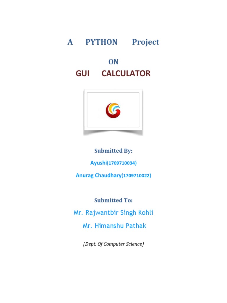 Gui Calculator: A Python Project | PDF | Graphical User Interfaces | Operating System