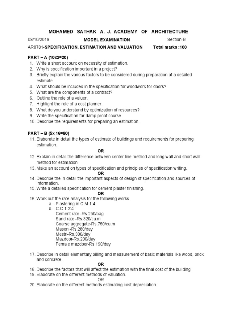 Model Exam Question Paper 5b PDF | PDF