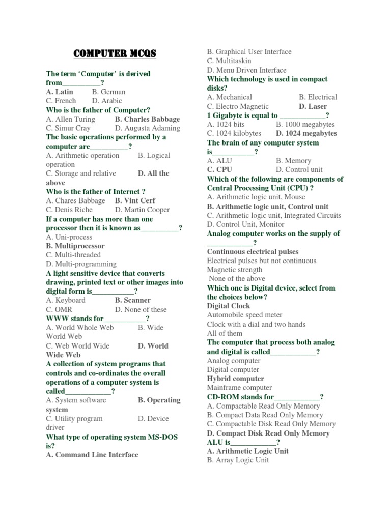 Computer MSQ's New | PDF | Computer Data Storage | Computer Program