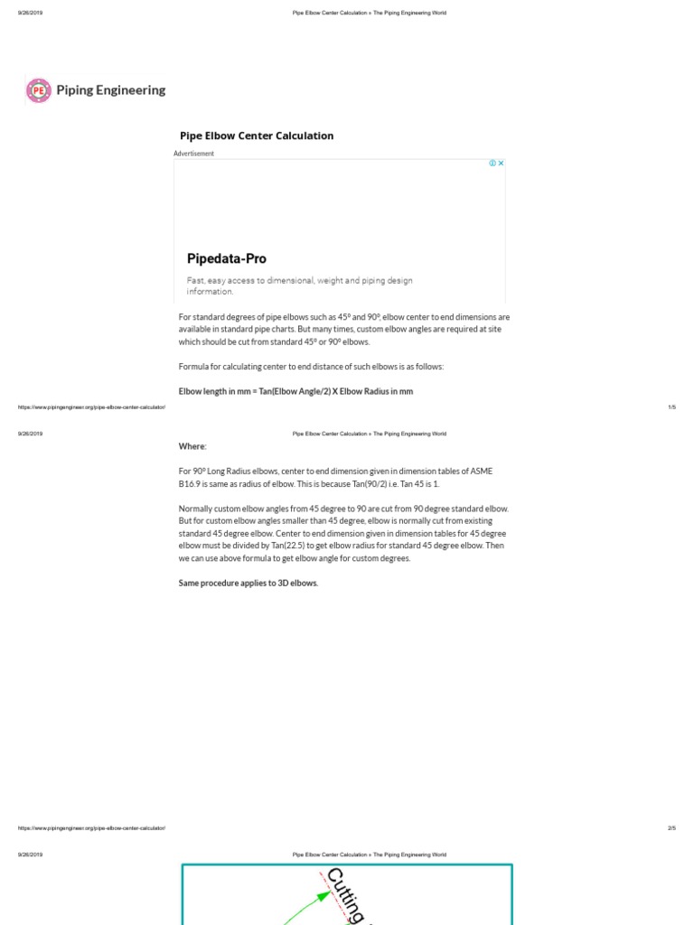 Pipe Elbow Center Calculation The Piping Engineering World | PDF ...