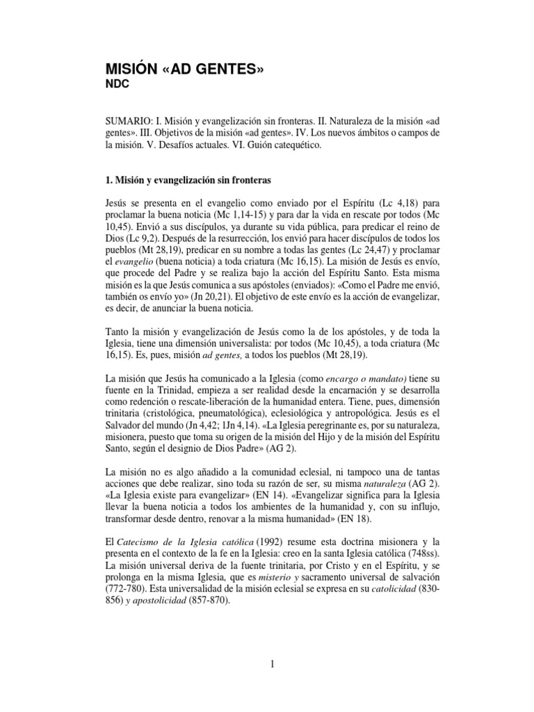 Ad Gentes | PDF | Misionero | Iglesia Católica