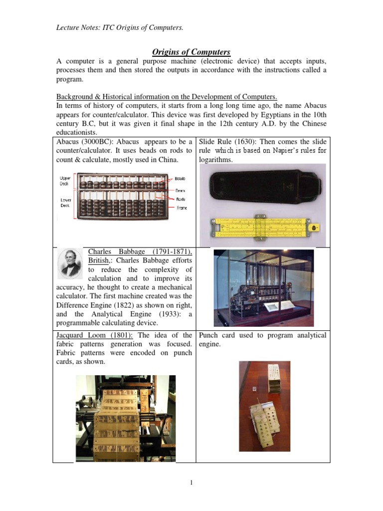 Origins of Computers For ITC | PDF | Computer Program | Programming