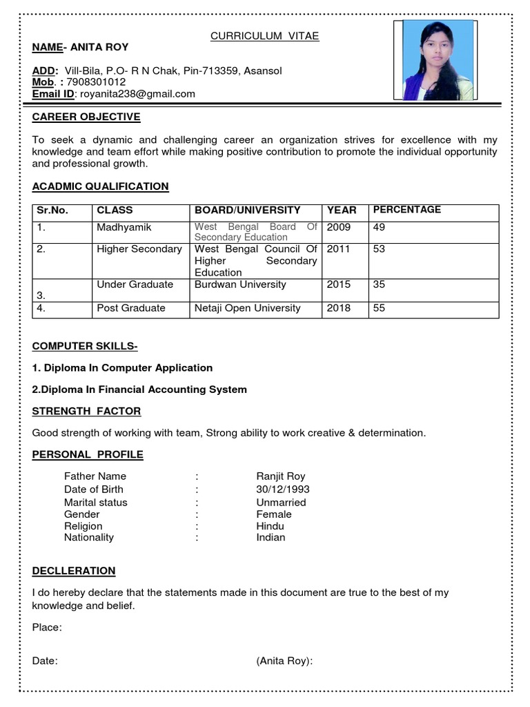 Anita Roy's Professional CV | PDF | Career & Growth | Self-Improvement