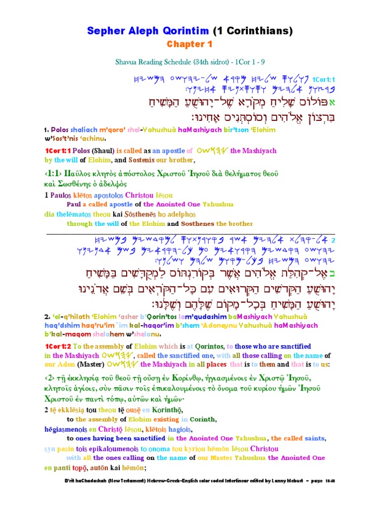 07 The Scriptures. New Testament. Hebrew-Greek-English Color Coded ...