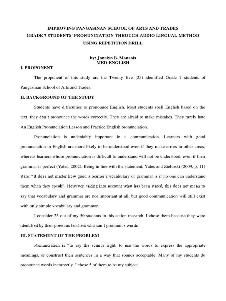 Action Research in Learning Environment JONALYN B. MANAOIS | PDF | Action Research | Epistemology