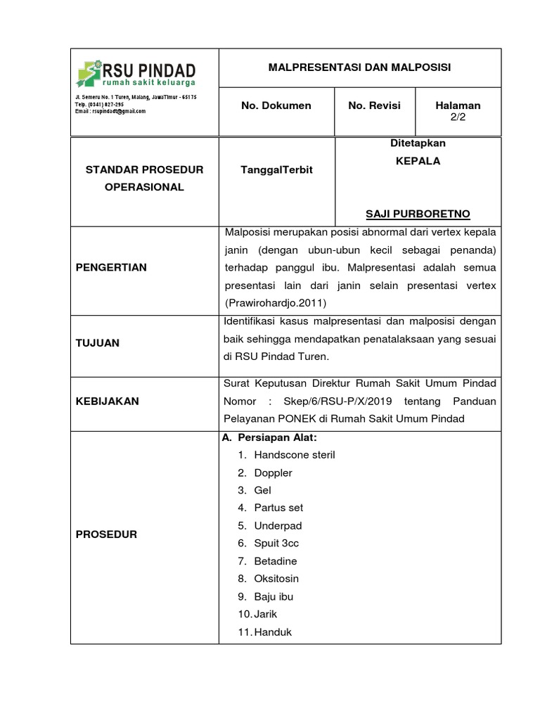 Malpresentasi dan Malposisi Janin | PDF