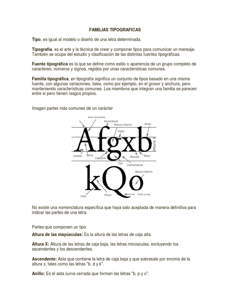 Familias Tipograficas Pdf Serif Tipografía