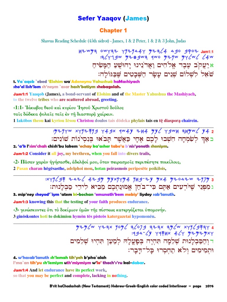 20 The Scriptures. New Testament. Hebrew-Greek-English Color Coded ...
