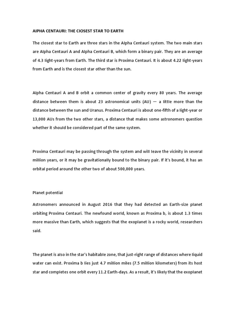 Alpha Centauri | PDF | Planetary Habitability | Stars