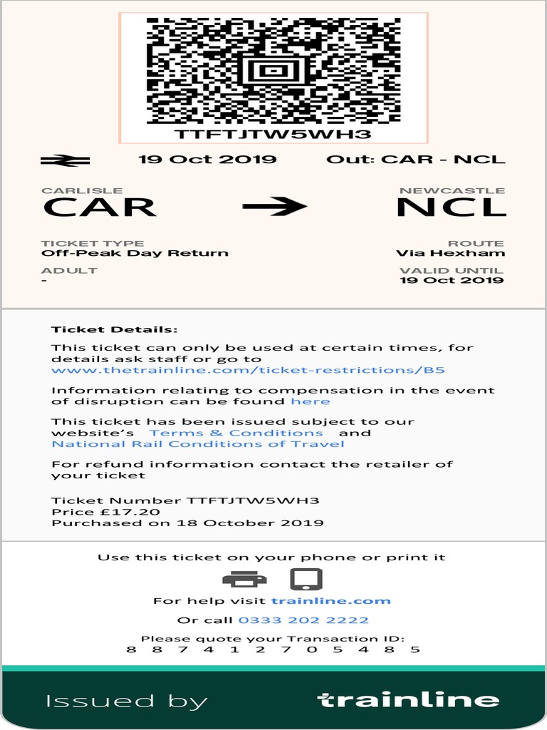 Off-Peak Day Return ticket from Carlisle to Newcastle | PDF