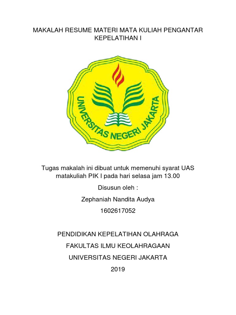 Makalah Resume Materi Mata Kuliah Pengantar Kepelatihan I | PDF