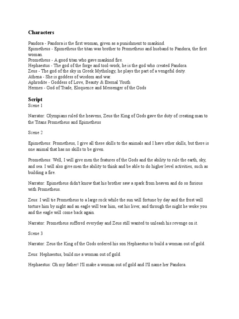 Pandoras Box | PDF | Prometheus | Zeus