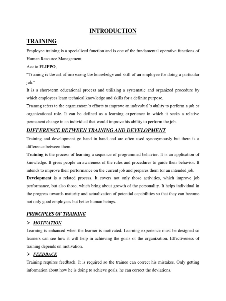 Training: Difference Between Training and Development | PDF ...