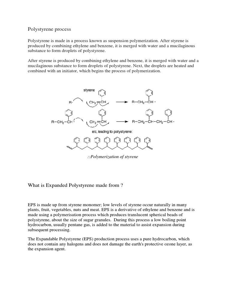 Polystyrene Process: What Is Expanded Polystyrene Made From ? | PDF