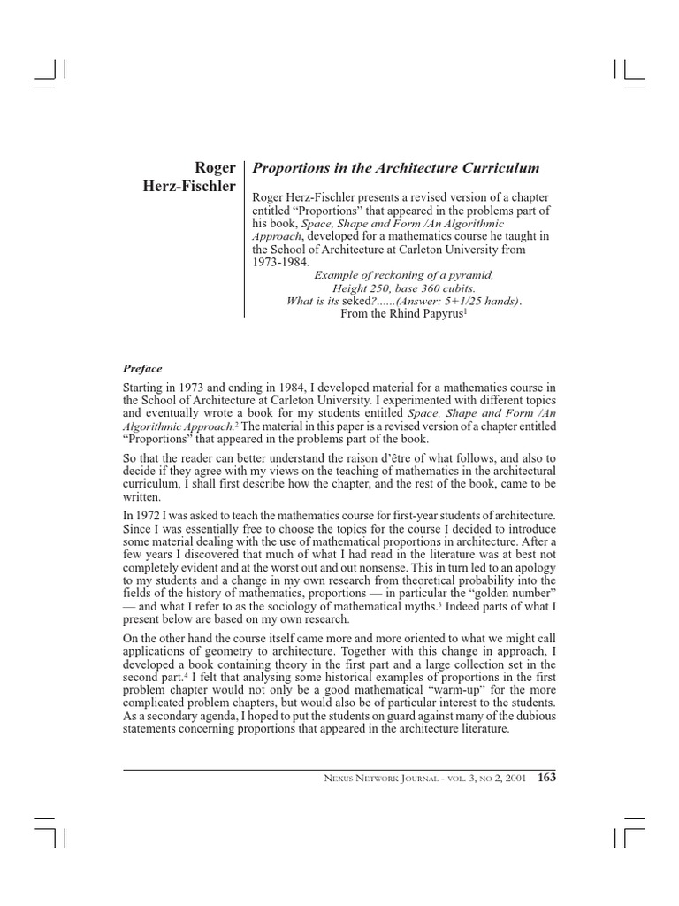 Roger Herz-Fischler: Proportions in The Architecture Curriculum | PDF ...