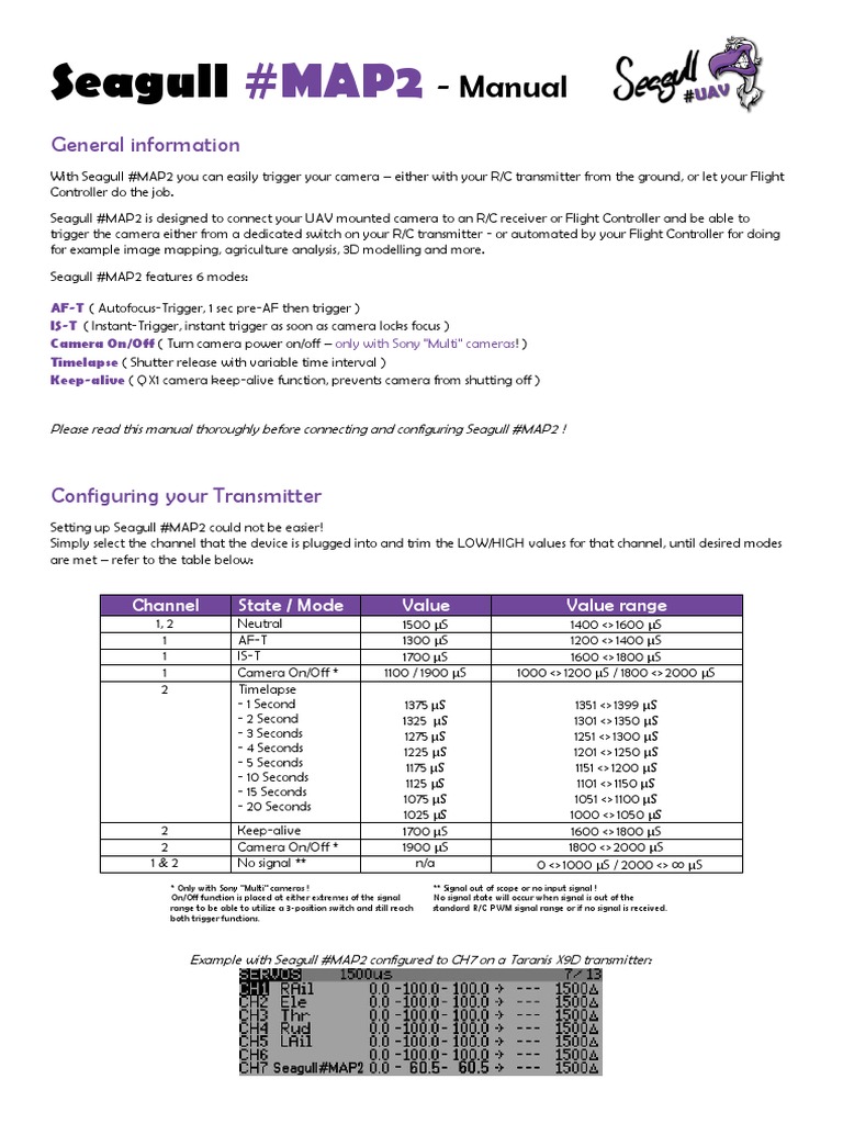 Seagull MAP2 Manual | PDF | Radio Control | Camera