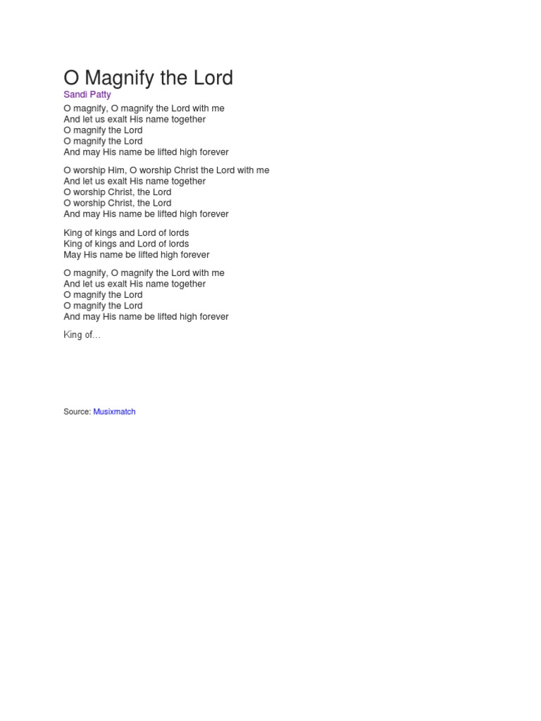 O Magnify the Lord | PDF